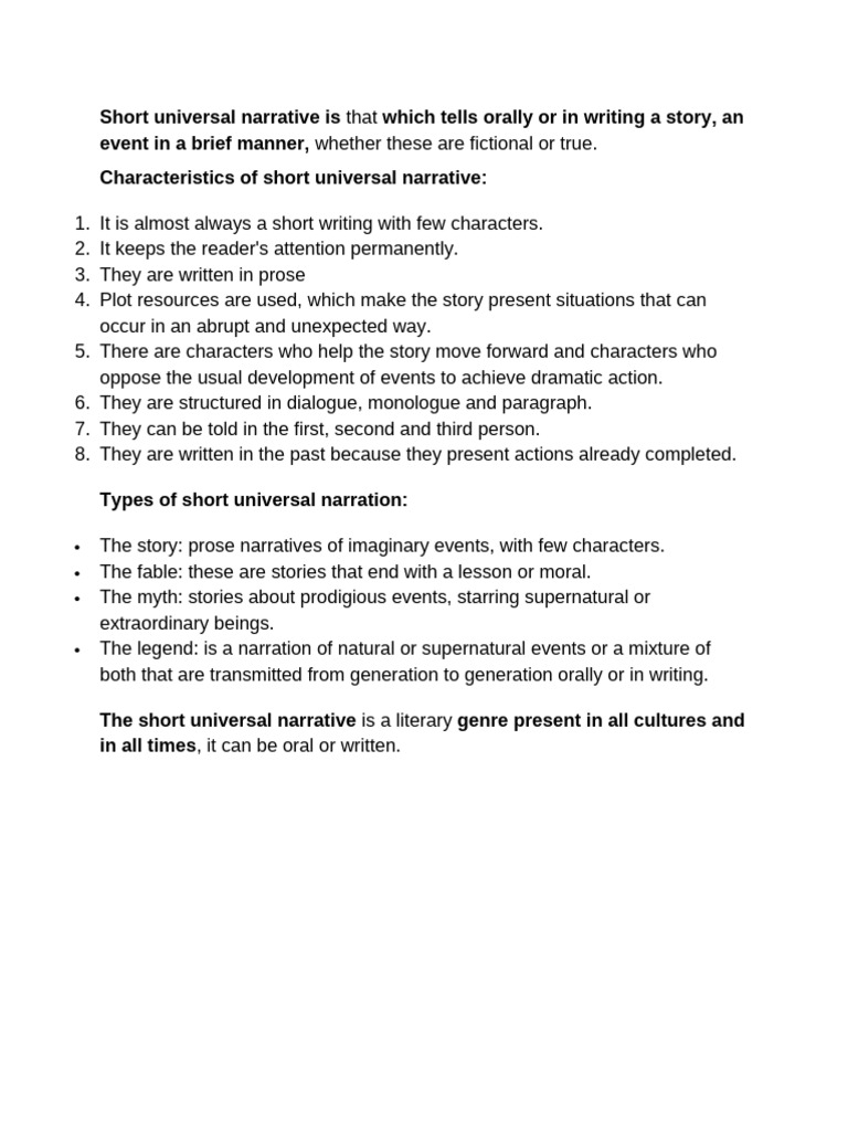 The Short Universal Narrative | PDF