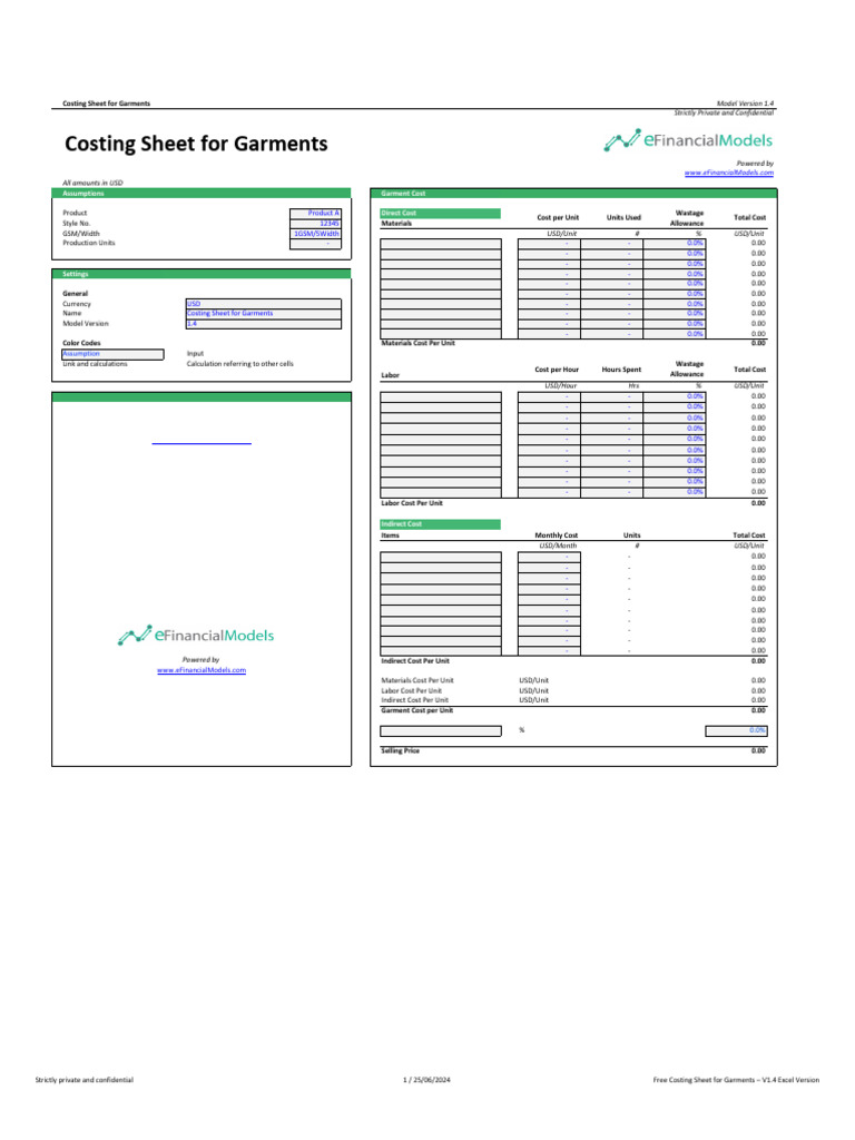 Free Costing Sheet For Garments - V1.4 PDF Demo Version | PDF ...