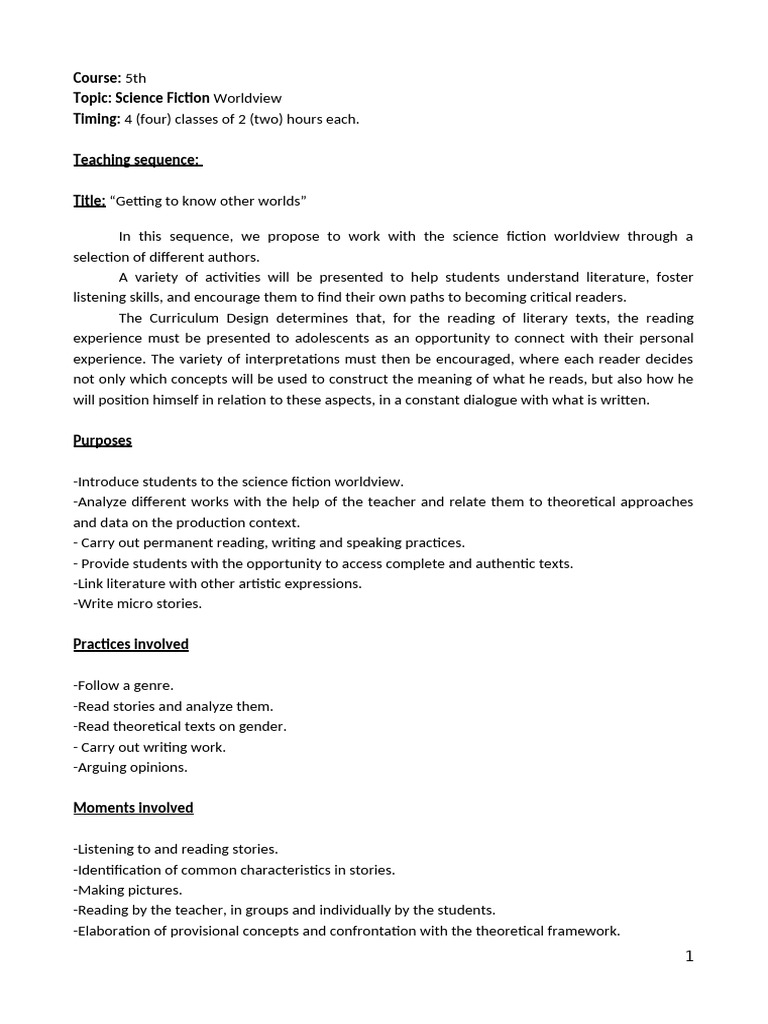 didactic_sequence_science_fiction | PDF | Narrative | Science