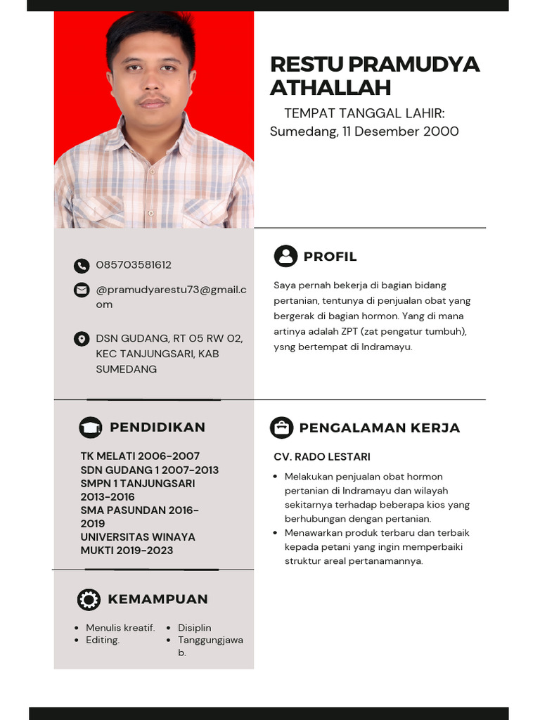 CURRICULUM VITAE - Restu Pramudya Athallah | PDF