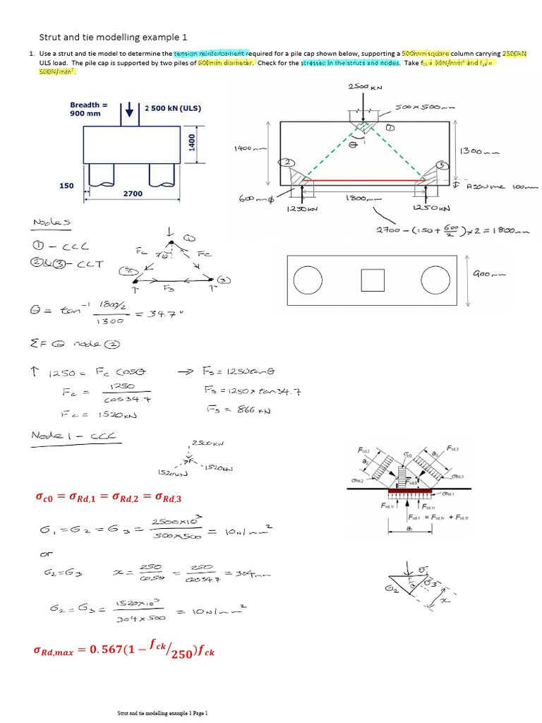 Strut and Tie Modelling Example 1 | PDF
