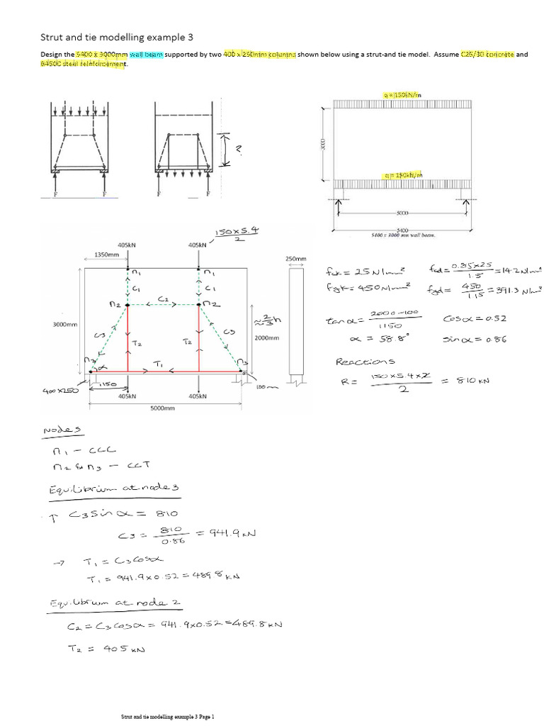 Strut and Tie Modelling Example 3 | PDF