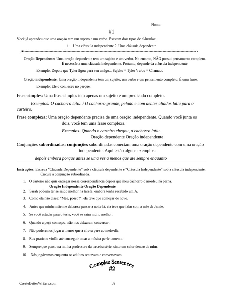 Frases Complexas Respondidas | PDF | Sintaxe
