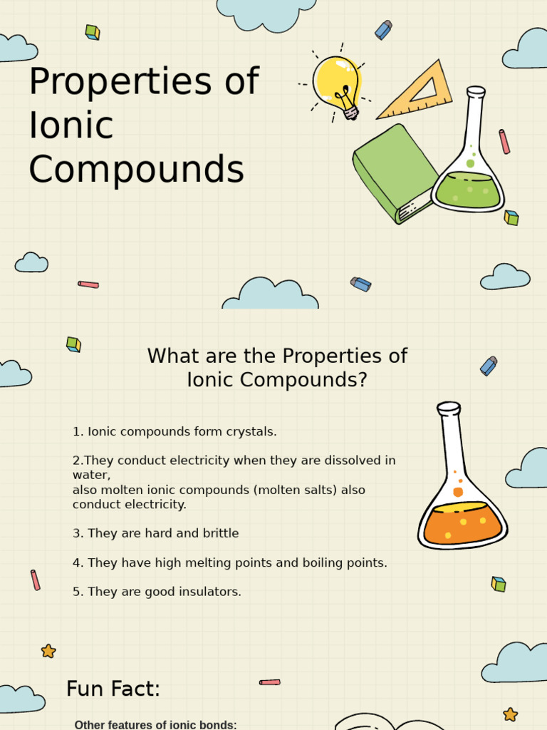 Key Properties of Ionic Compounds | PDF | Chemical Bond | Chemical ...