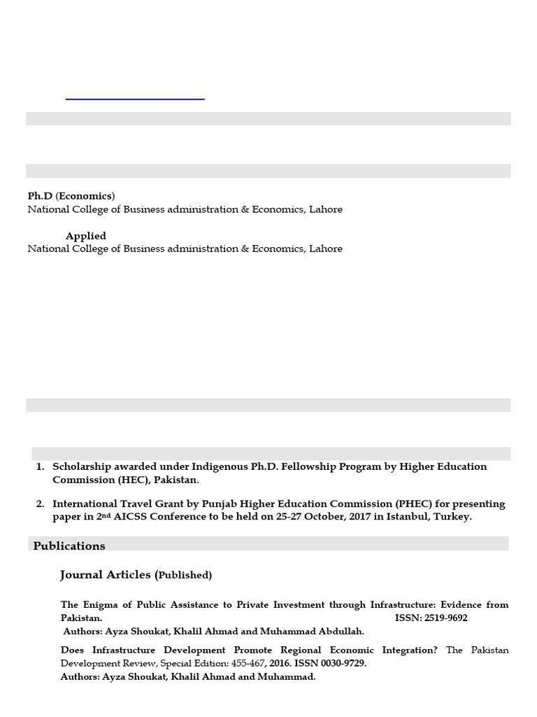 Dr. Muhammad Abdullah: Objective | PDF | Pakistan | Economies