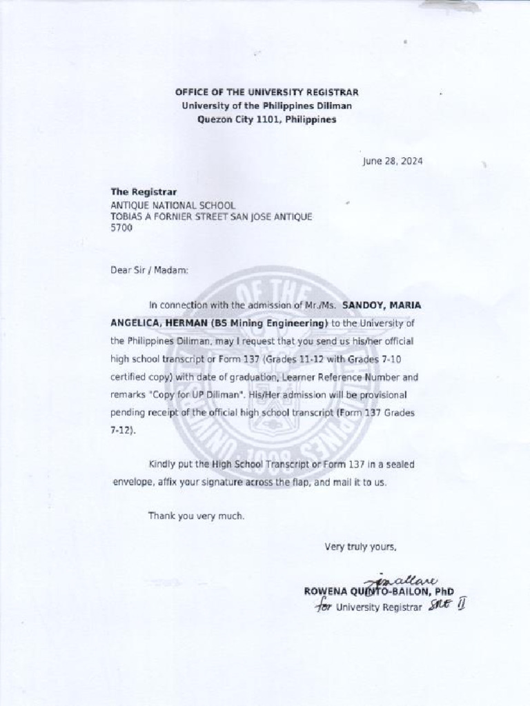 Letter of Request Form 137 Sandoy | PDF