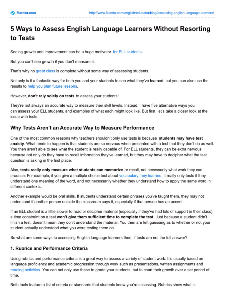 Fluentu 5 Ways To Assess English Language Learners Without Resorting To ...