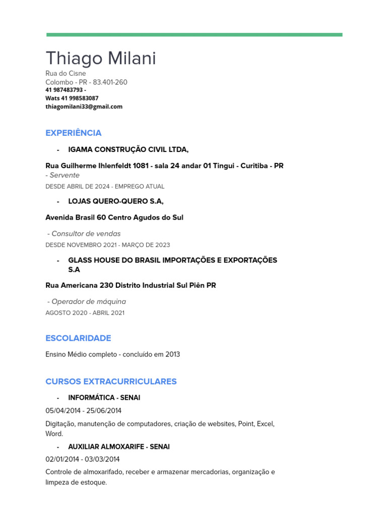 Currículo Thiago 2024 | PDF