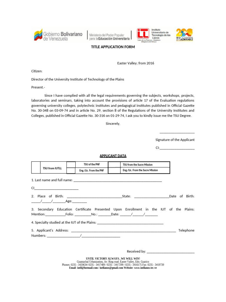TSU Degree Application Form | PDF