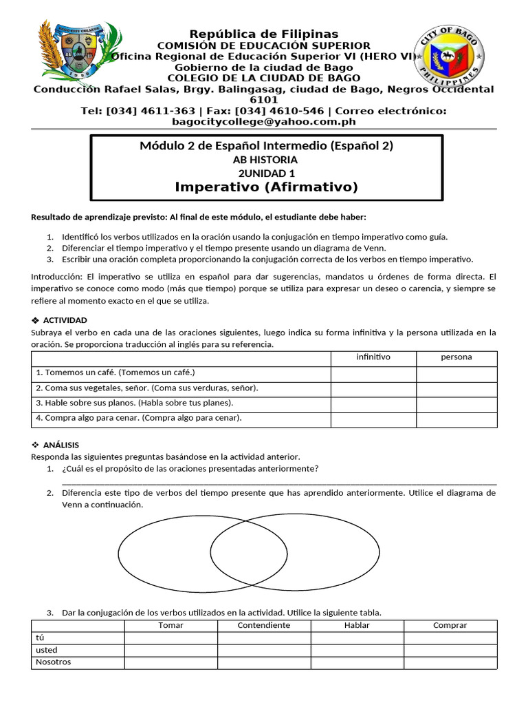 Módulo 2 de Español 2 | PDF | Verbo | Lengua española