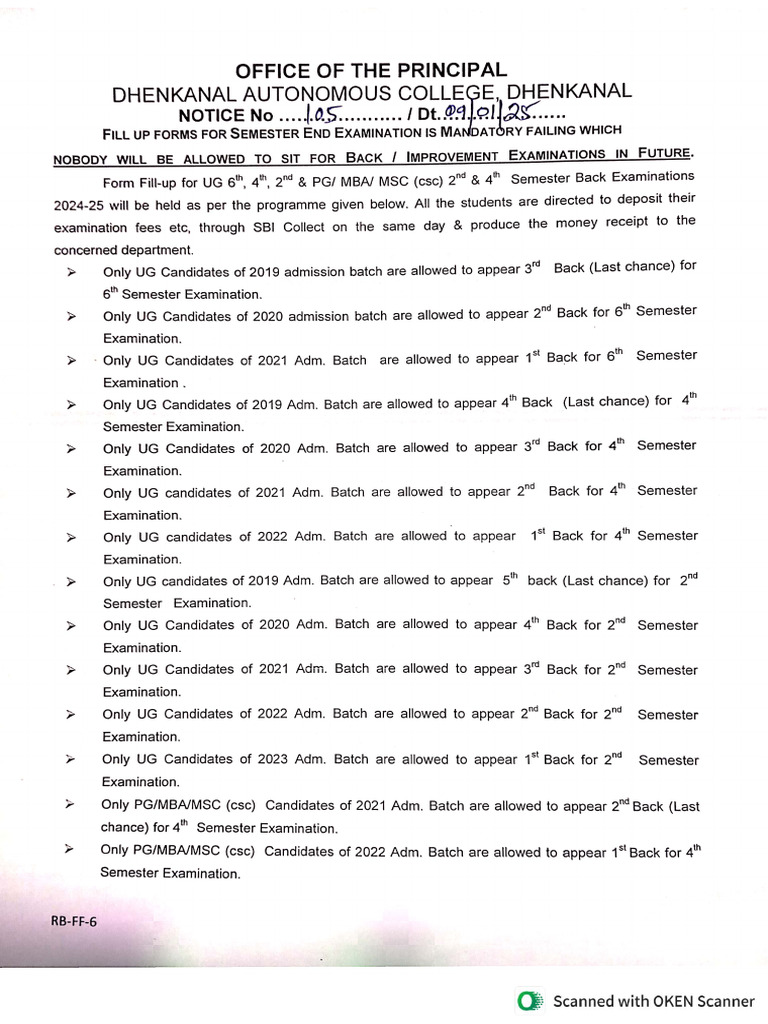 Form Fill Up Notice | PDF