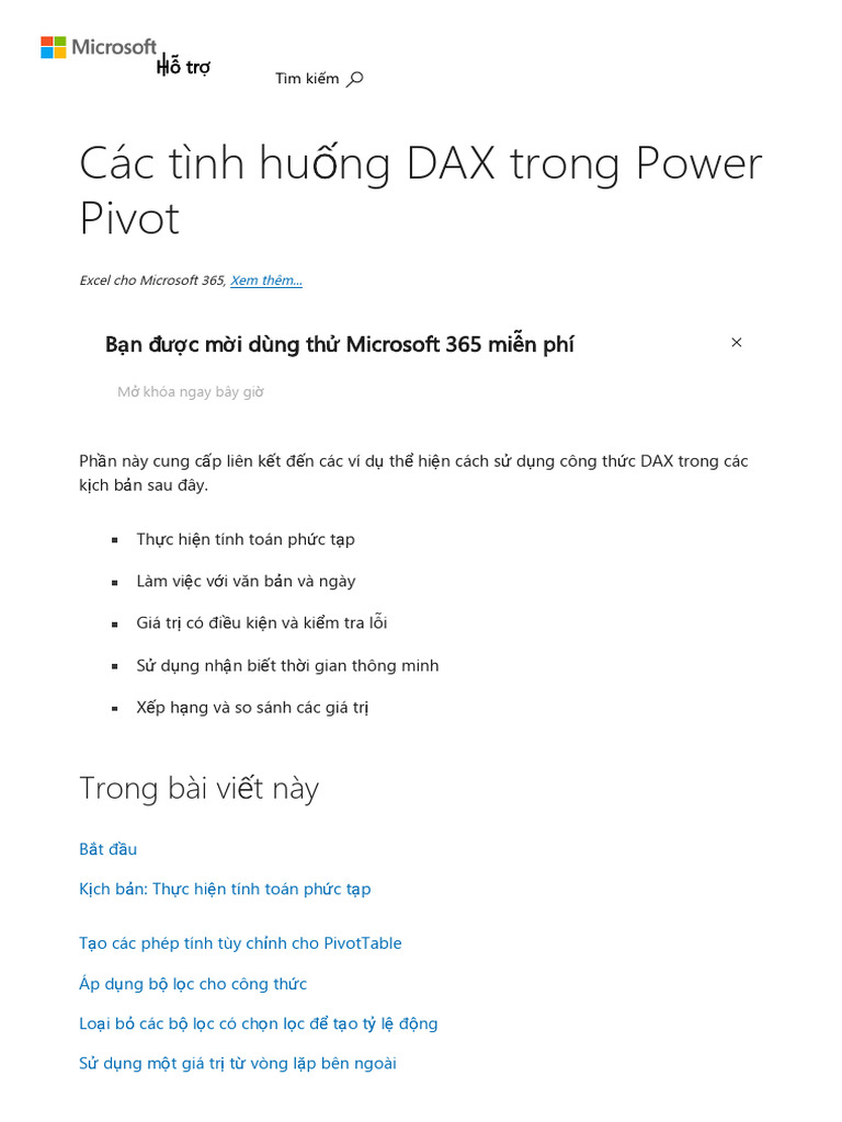 Các tình huống DAX trong Power Pivot | PDF