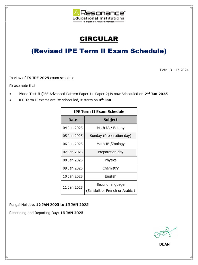 IPE Date Circular 1 | PDF