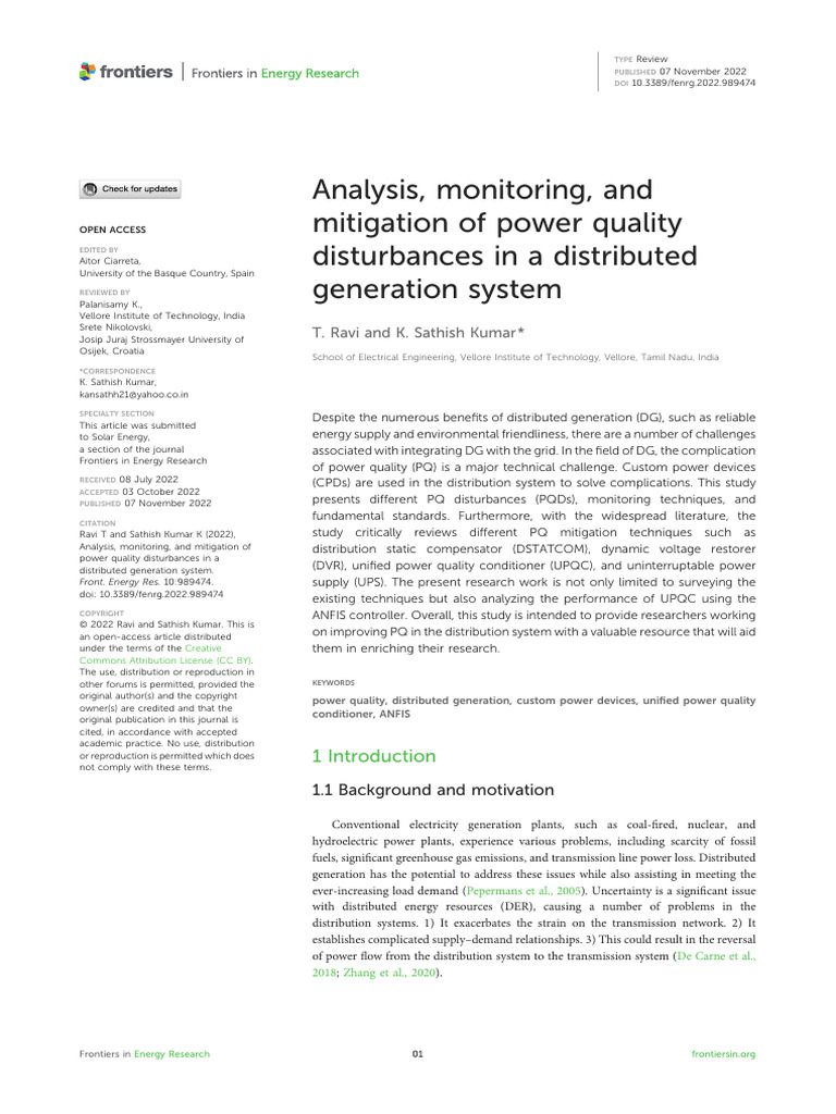 Analysis, Monitoring, and Mitigation of Power Quality Disturbances in A ...
