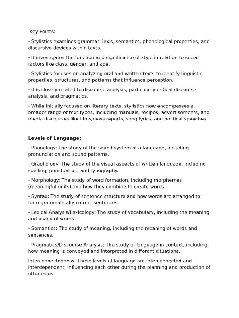 Stylistics and Discourse Analysis | PDF | Word | Part Of Speech
