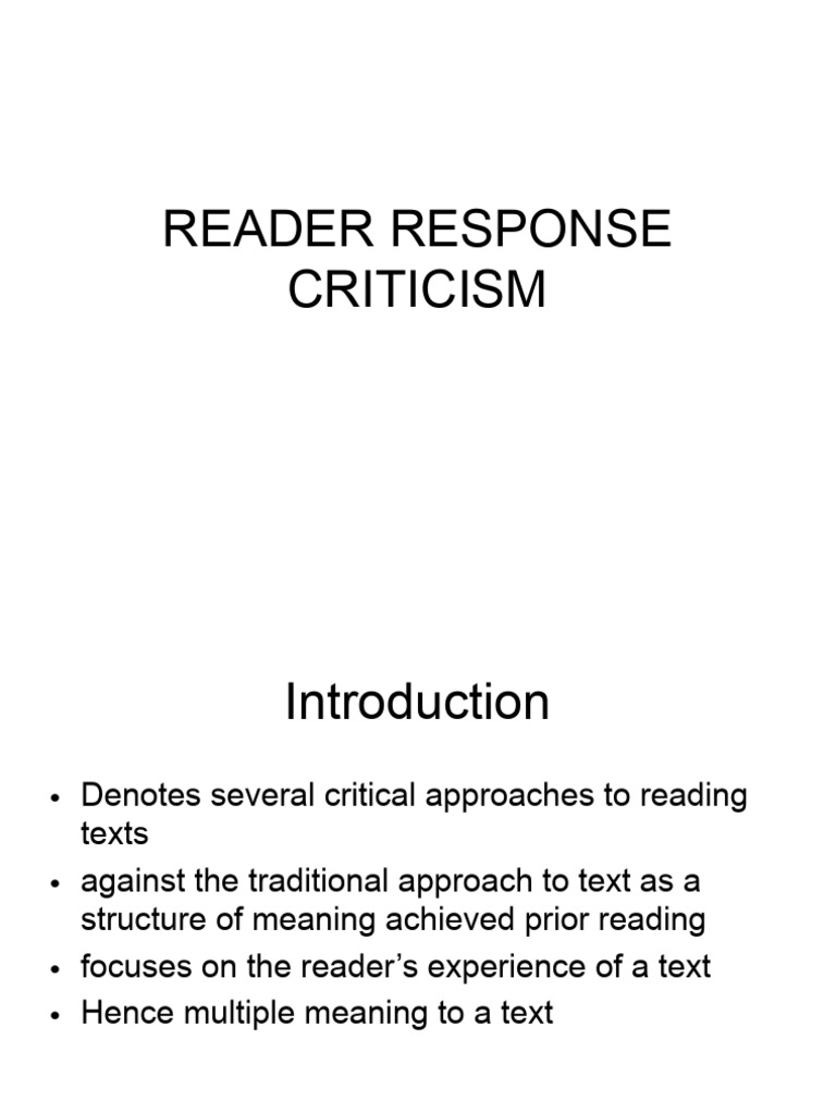 Reader Response Theory PDF | PDF | Literary Criticism | Liberal Arts Education