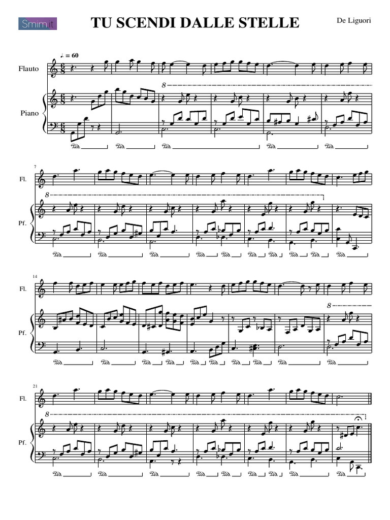 Flauto Tu Scendi Dalle Stelle Partitura - e - Parti | PDF | Christmas ...