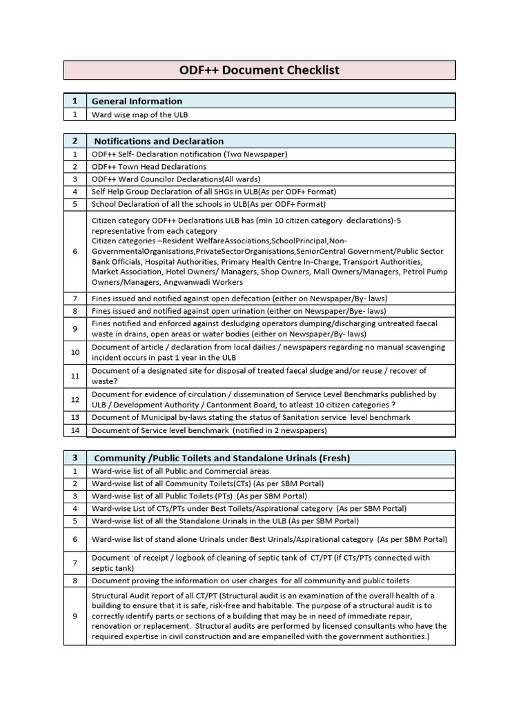 ODF++ Document Checklist | PDF | Sewage Treatment | Sewerage