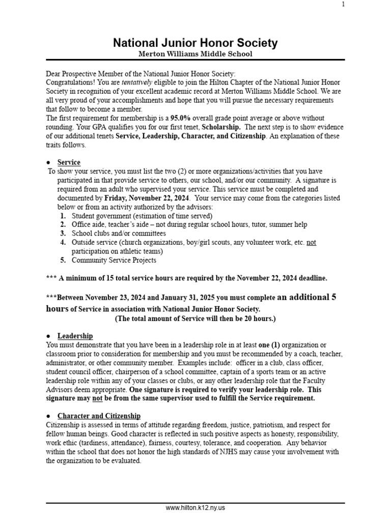 Kami Export - NJHS 2024-2025 Information Packet | PDF | Leadership