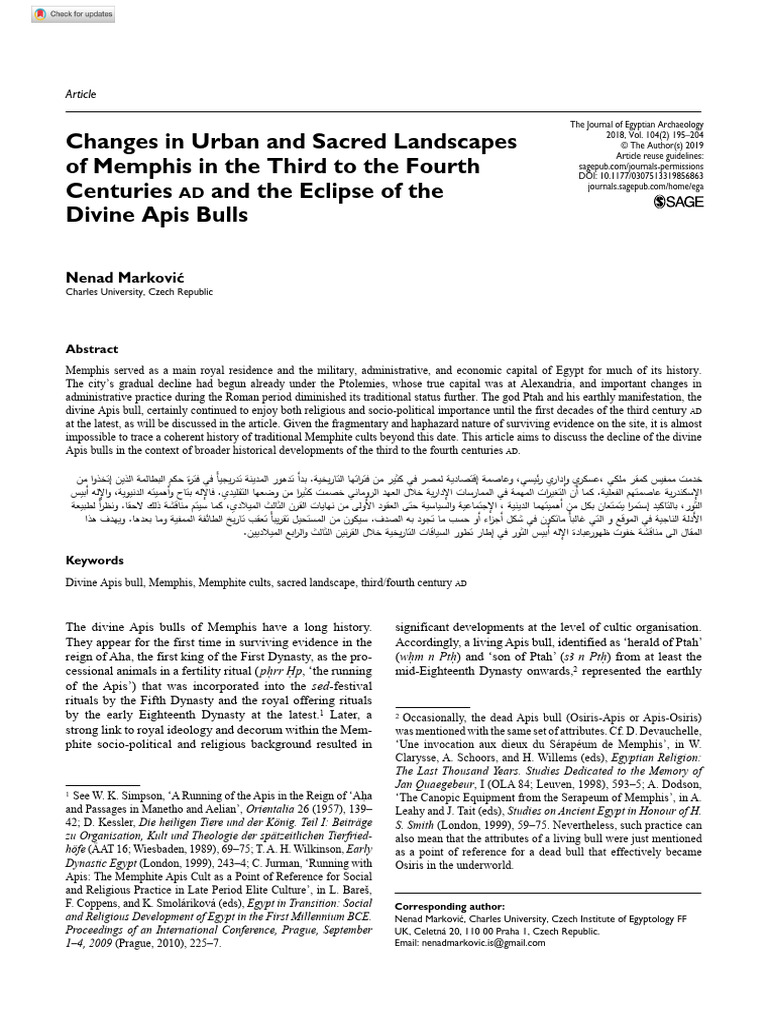 Changes in Urban and Sacred Landscapes of Memphis in The Third To The ...