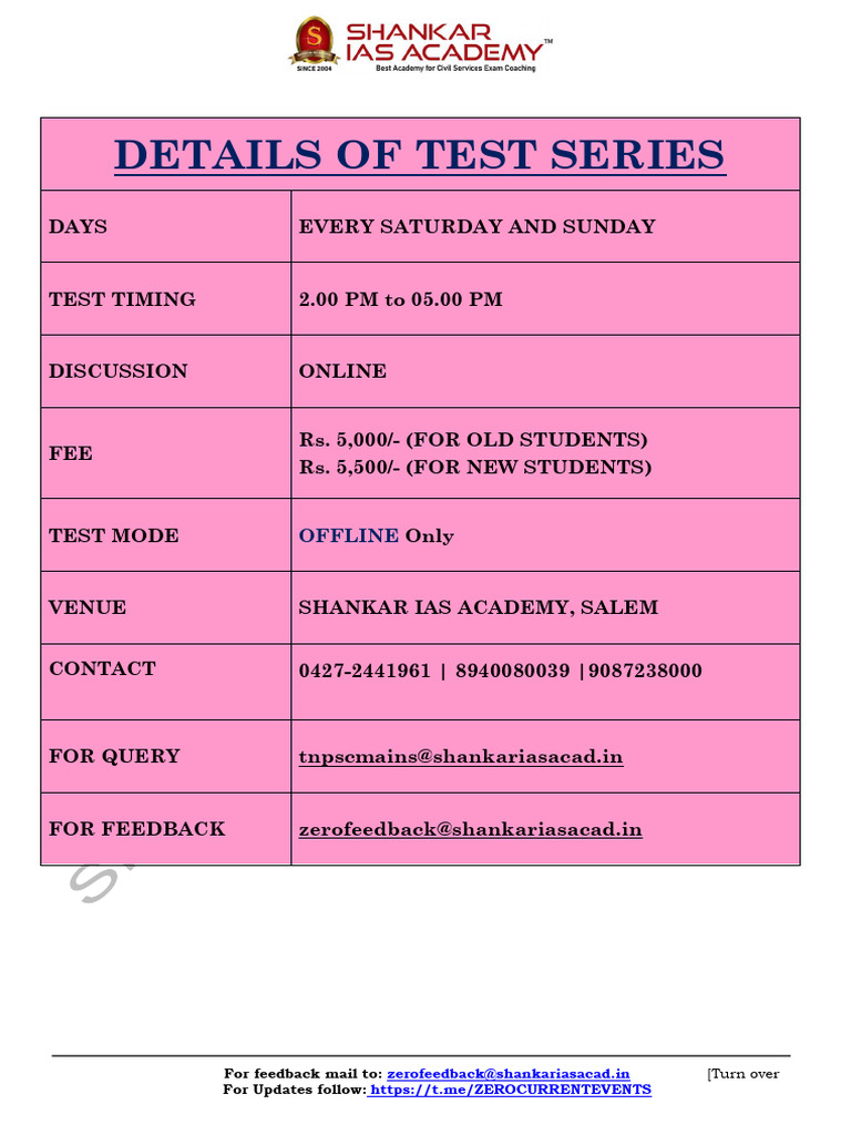 SIA 2025 TNPSC GRP IV - SALEM - BATCH - 1 - OFFLINE - Revised | PDF