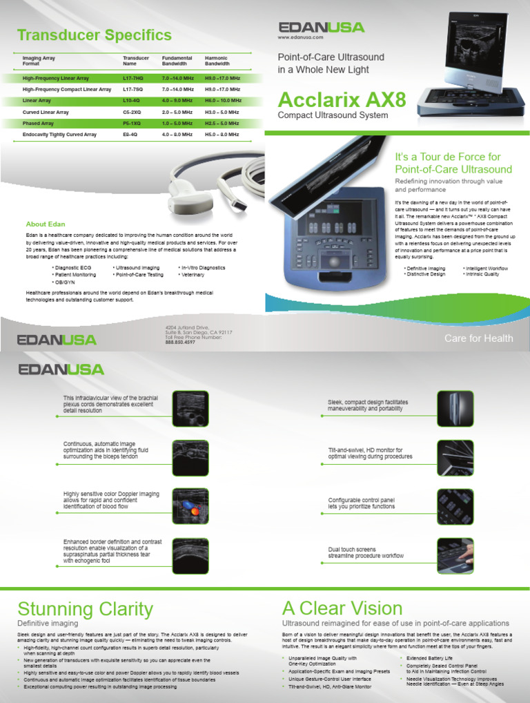 Acclarix AX8 Ultrasound Brochure | PDF | Medical Ultrasound
