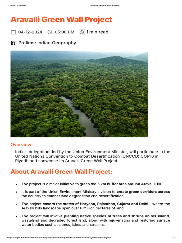 Aravalli Green Wall Project Overview | PDF | Landscape | Natural ...