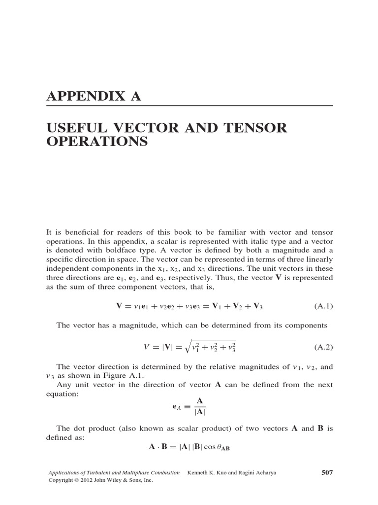 Applications of Turbulent and Multiphase Combustion - 2012 - Kuo - Appendix A Useful Vector and ...