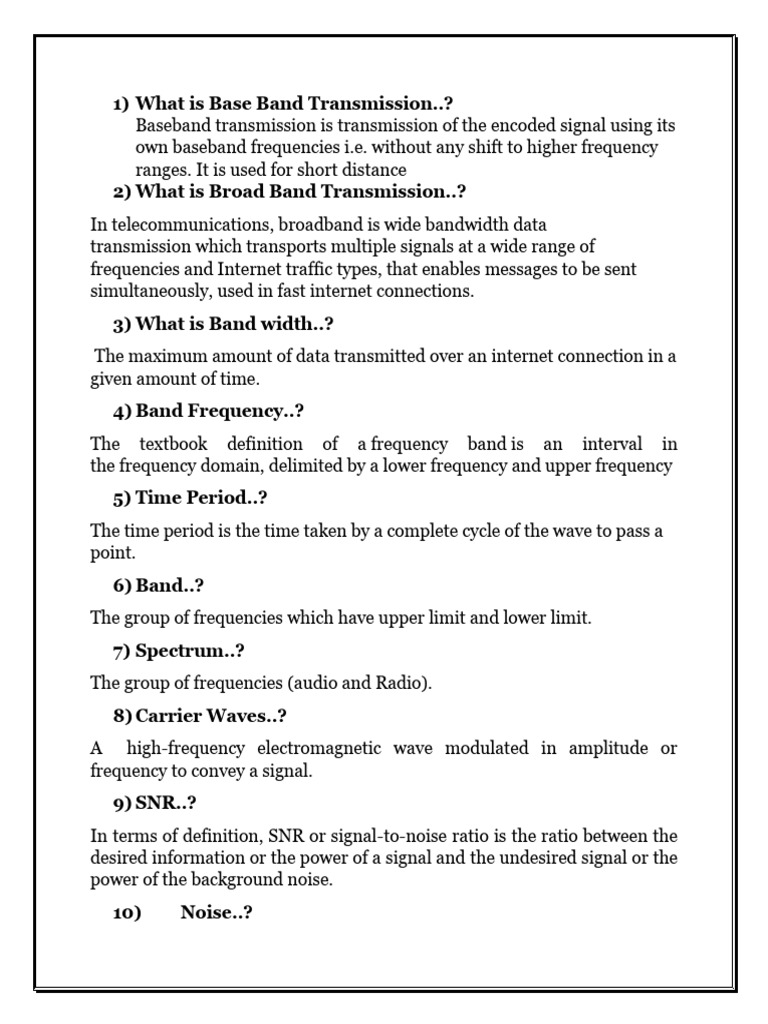Understanding Baseband and Broadband Transmission | PDF | Broadband ...