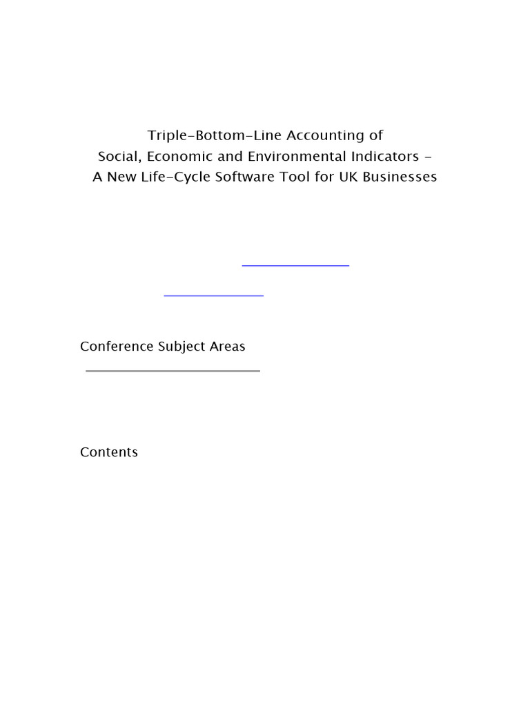 Triple-Bottom-Line Accounting of Social, Economic and Environmental ...