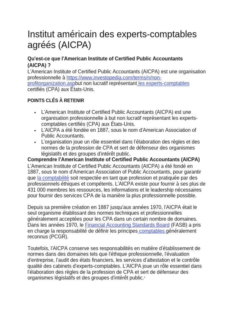 Institut Américain Des Comptables Publics Certifiés | PDF | Audit ...