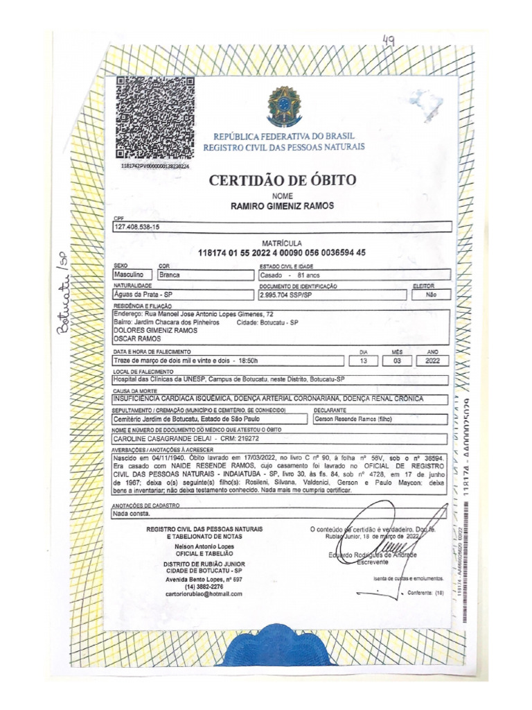 49 Certidão de Óbito | PDF