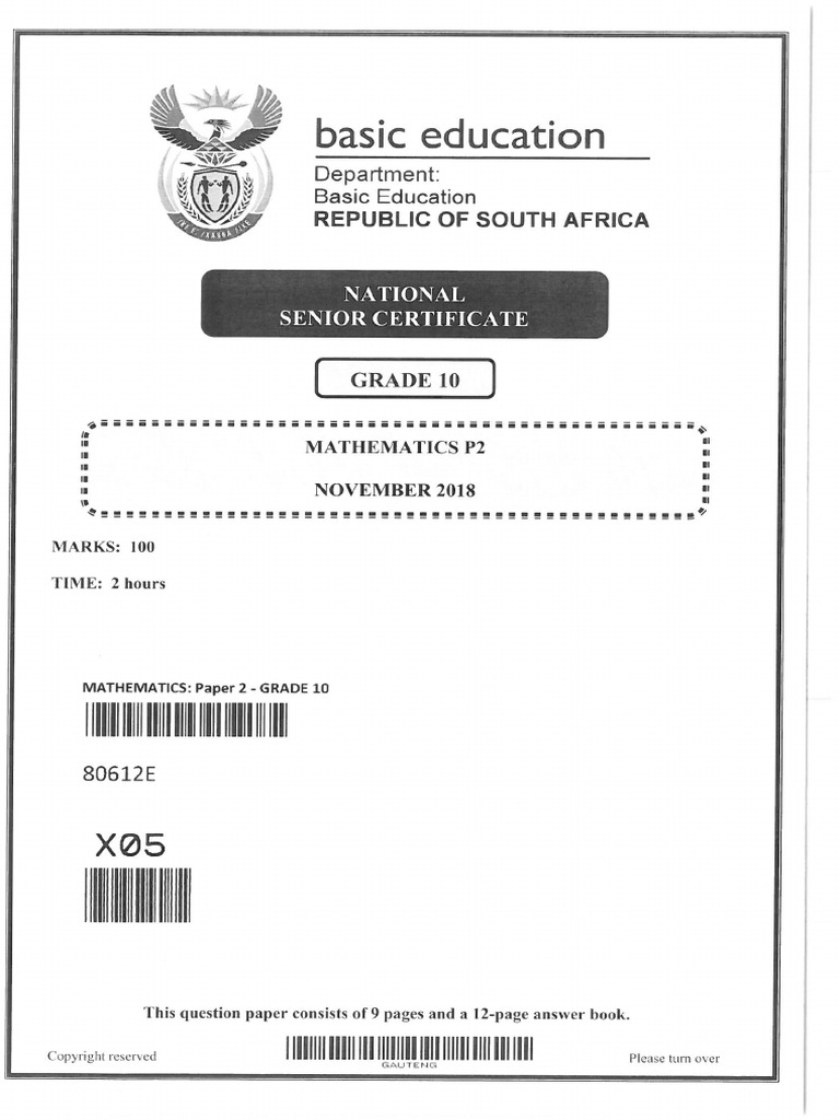 Grade 10 November Paper 2 2018 | PDF