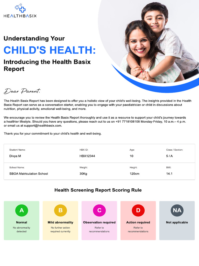 Sample Health Checkup Report of Students | PDF | Autism | Mental Disorder