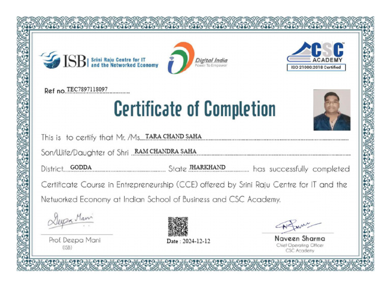 Tara Chand certificate_compressed | PDF