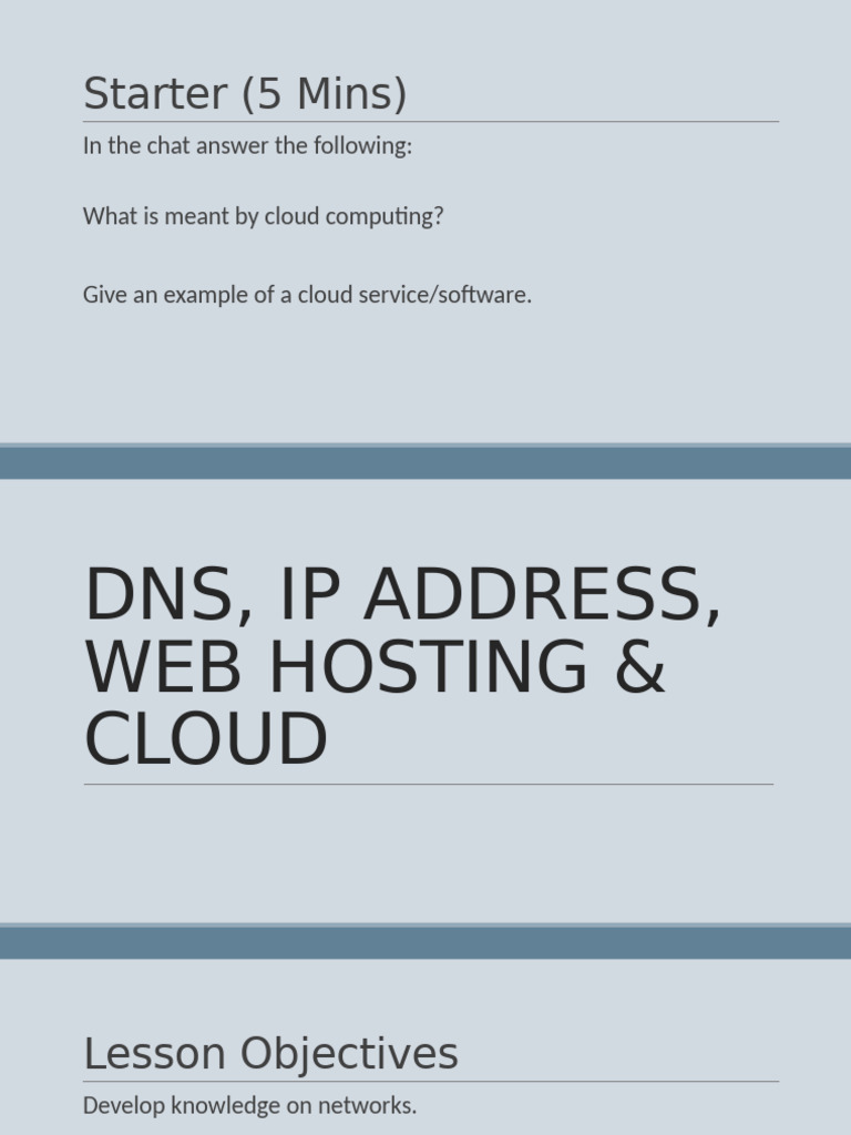 Lesson 5 - DNS PowerPoint | PDF | Domain Name System | World Wide Web