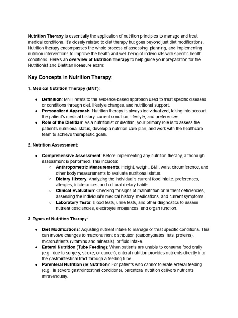 Key Concepts of Nutrition Therapy | PDF | Nutrition | Diet & Nutrition