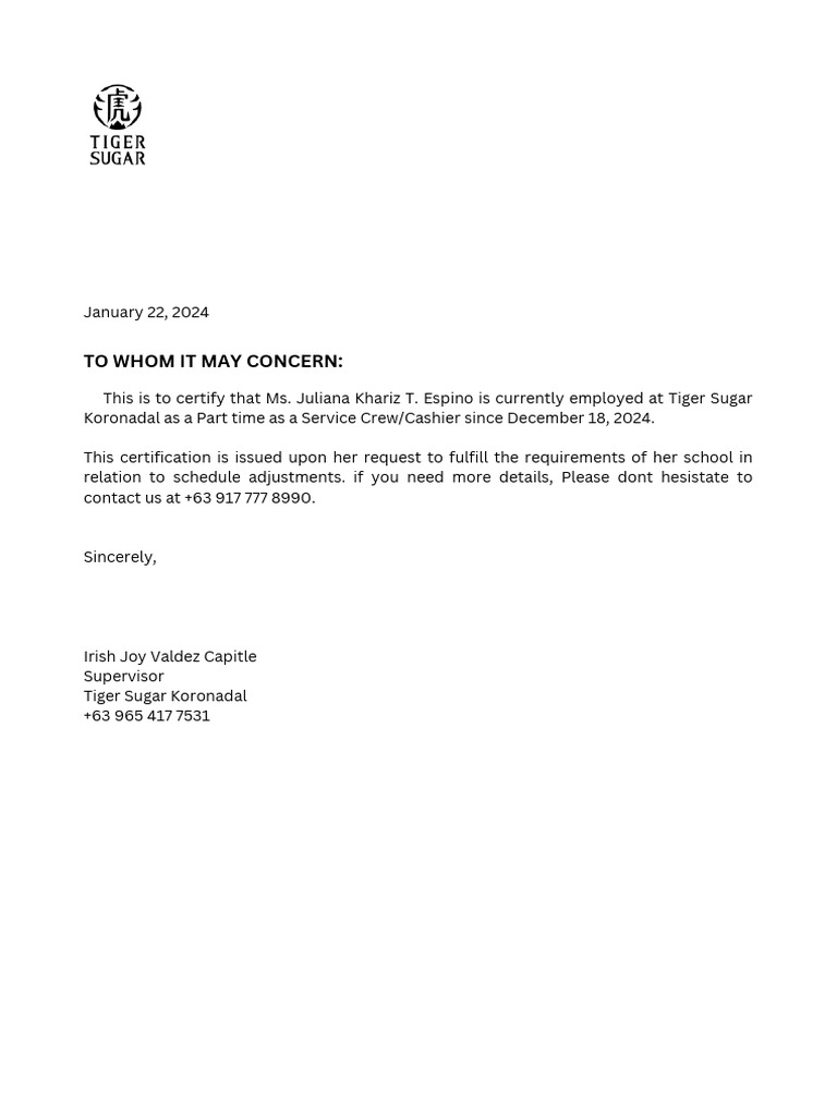 Proof of Employment PDF | PDF