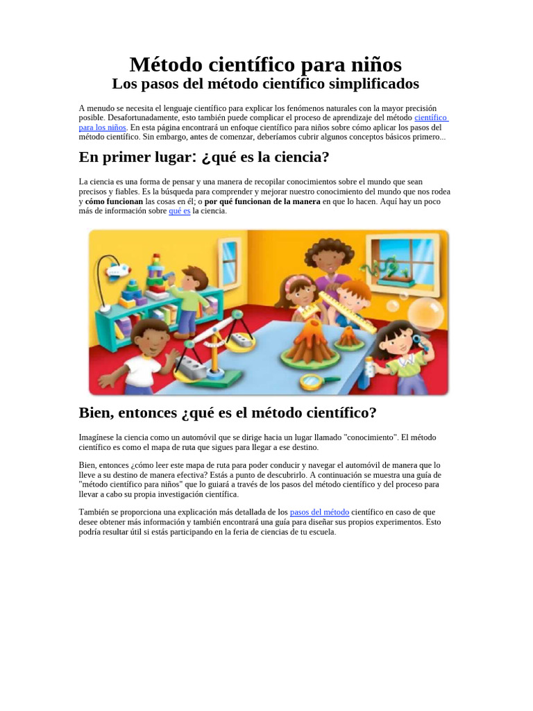 Método Científico Simplificado para Niños | PDF | Experimentar | Método ...