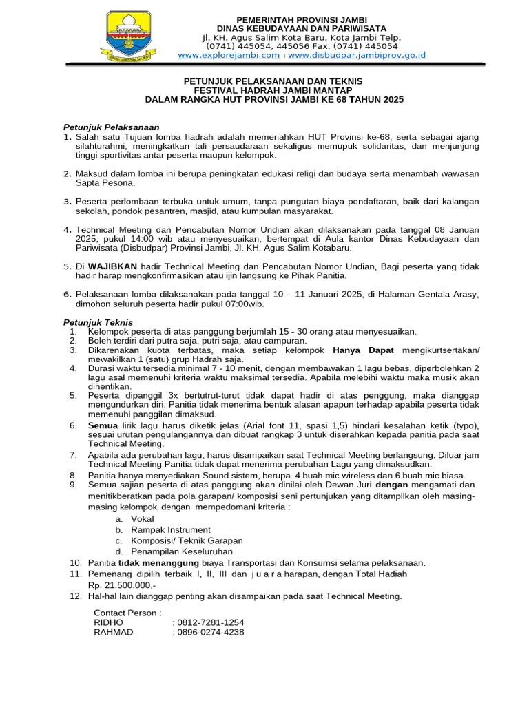 Contoh Poster Lomba Hadrah Jambi | PDF