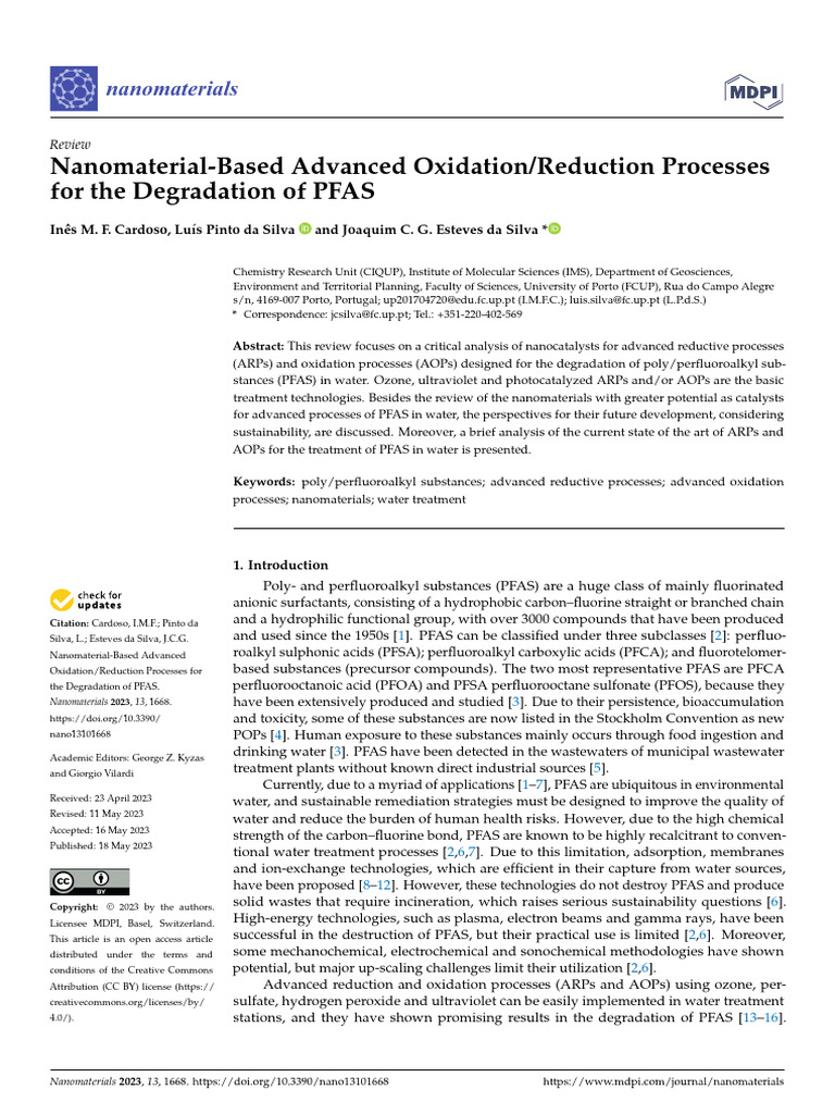 8 - Nanomaterial Based Advanced Oxidation Reduction Processes | PDF ...