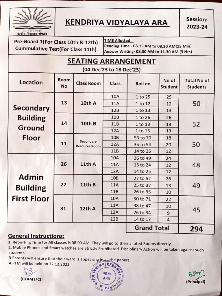 Seating Arrangement For PB-1 | PDF