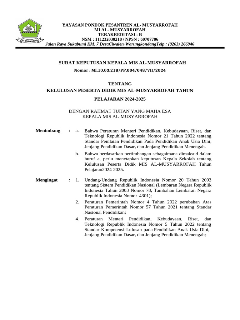 SK Penetapan Kelulusan SMP Negeri 11 Denpasar 2024 | PDF