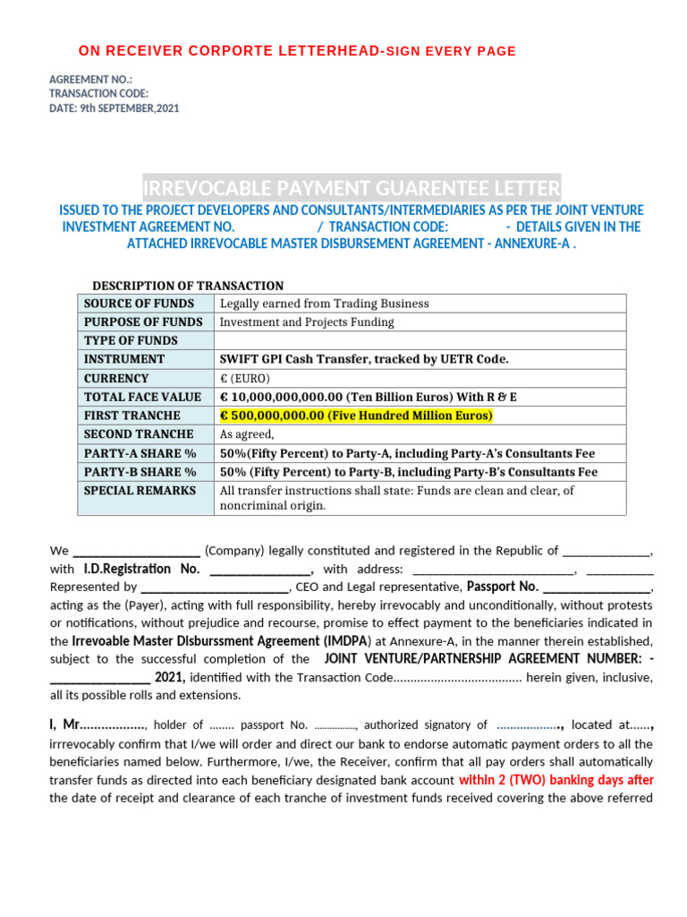 10 B PGL FOR GPI AGREEMENT .docx-9-9-BR 123 | PDF | Wire Transfer | Banks