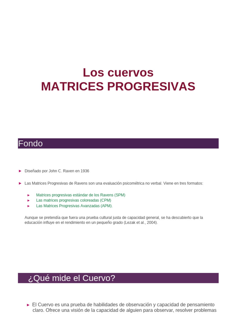 Matrices Progresivas de Raven | PDF | Inteligencia | Cognición