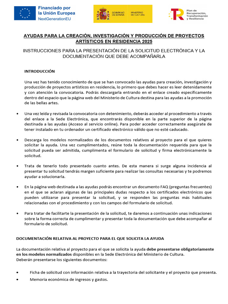 Instrucciones Para La Presentaci n de La Solicitud Electr Nica y La Documentaci n Que Debe ...