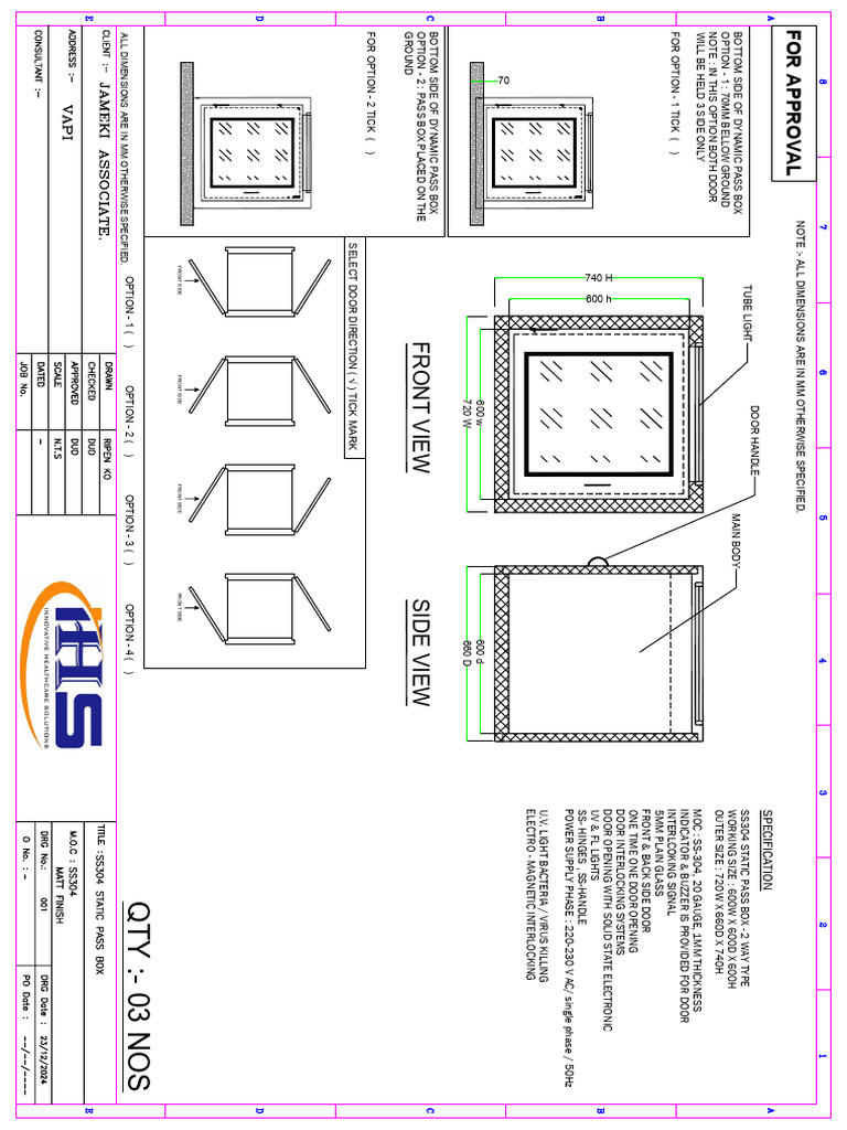 SS304 Two-Way Pass Box Specifications | PDF | Door
