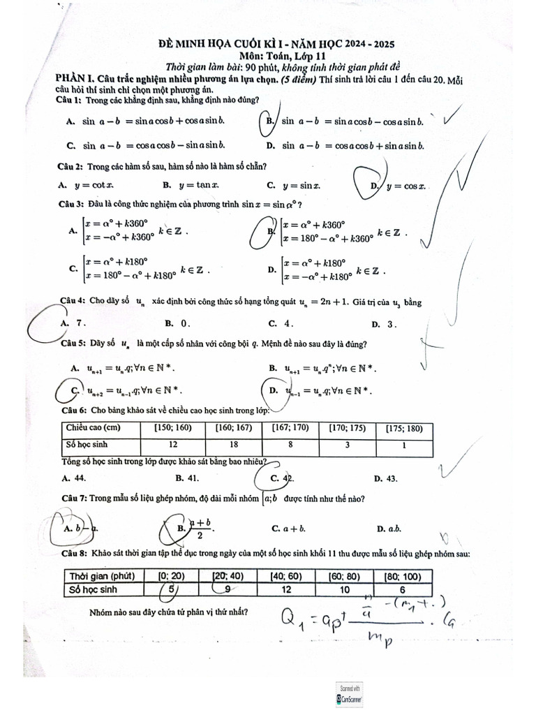 De On Tap KTCK I - Lop 11 - 2024-2025 - So 1 | PDF