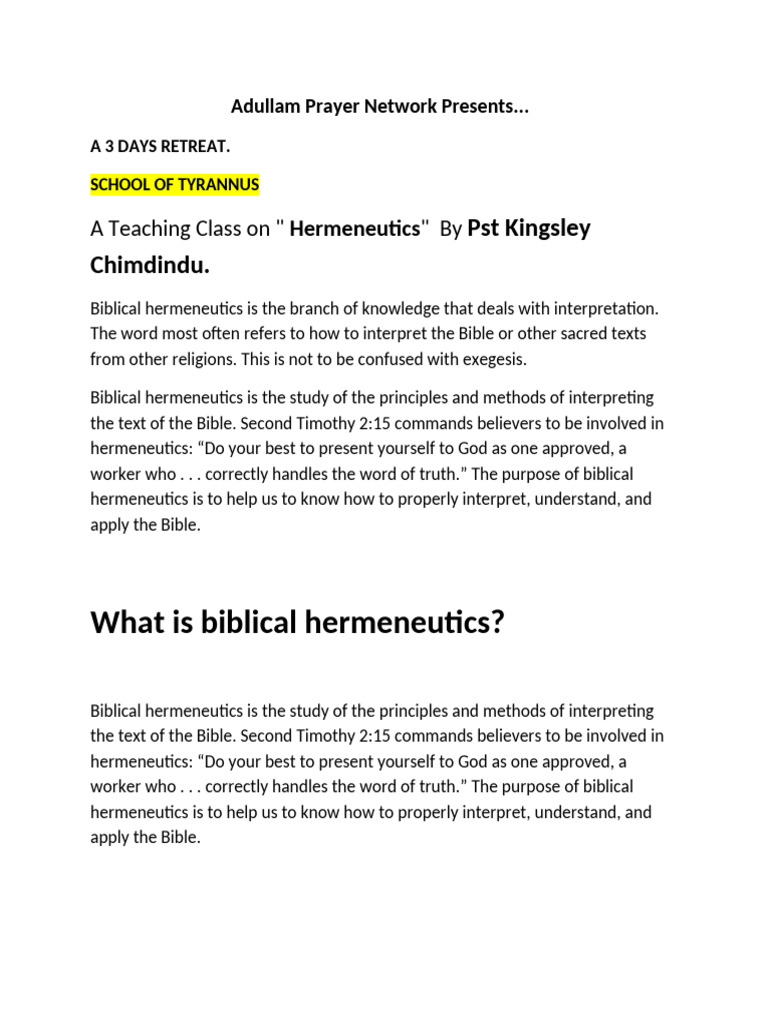 Hermeneutics_How_to_study_the_Bibleby_Pst_Kingsley_Chimdindu | PDF ...