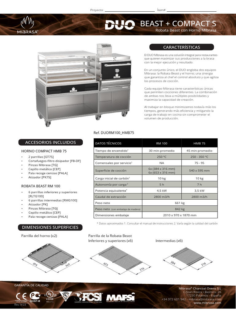DUO RM100 HMB75 Robata Horno Mibrasa ESP 9.23 | PDF